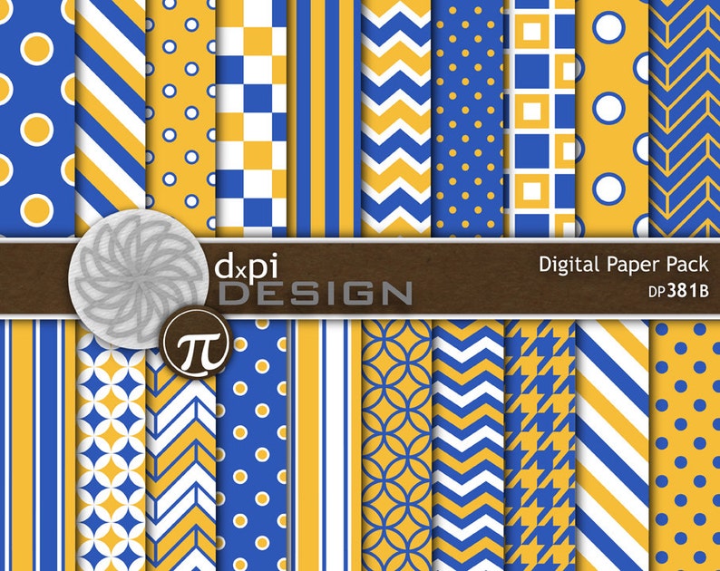 Blue and Gold Digital Paper and Printable Background Patterns - Digital ...