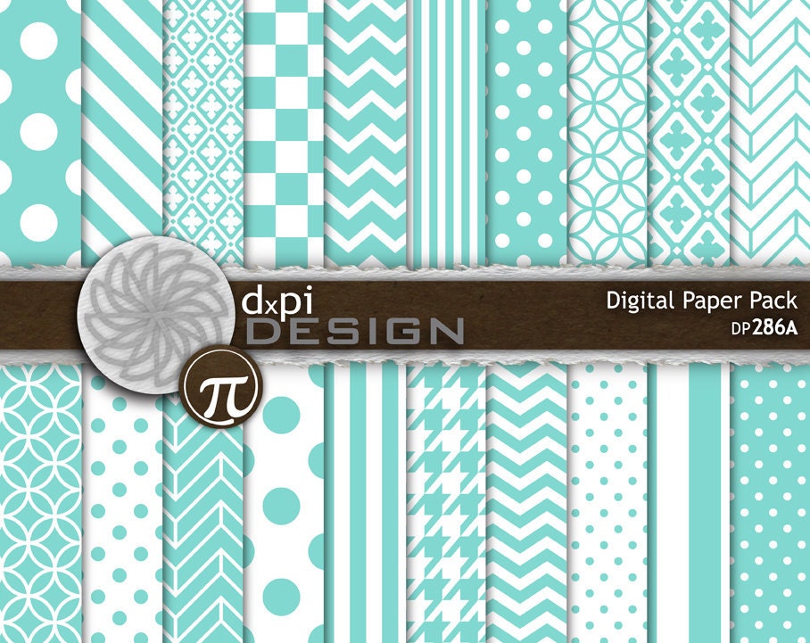 Aqua Blue Digital Scrapbook Paper & Printable Background Patterns ...