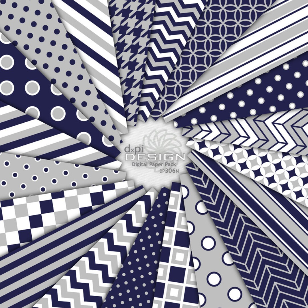 Navy and Gray Digital Papers and Printable Backgrounds for - Etsy