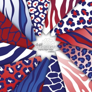 Red, White & Blue Animal Prints - Digital Scrapbook Paper and Printable ...