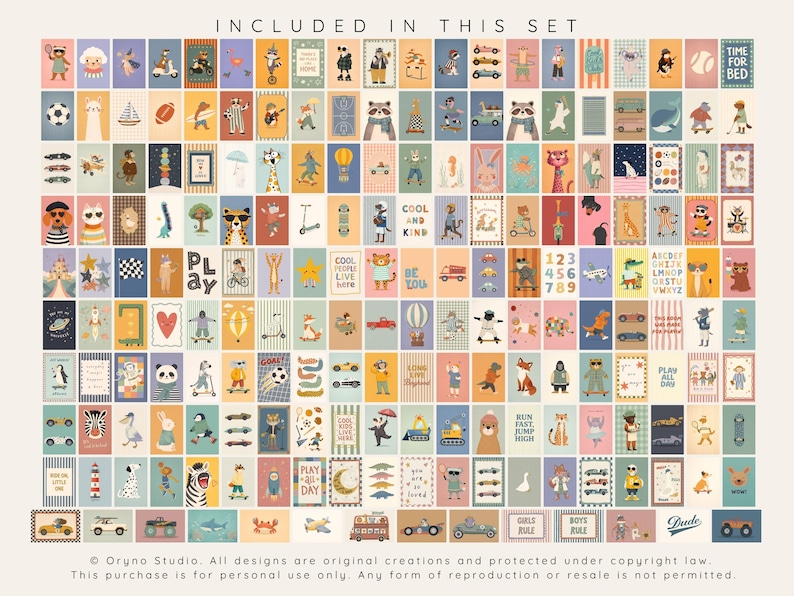 Kids Wall Art Bundle, Nursery Decor, Playroom Posters, Animal Prints ...