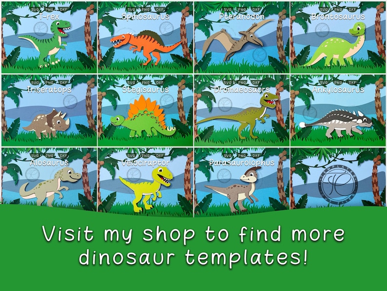 Parasaurolophus Dinosaur SVG Bundle, Layered Paper Craft Template ...