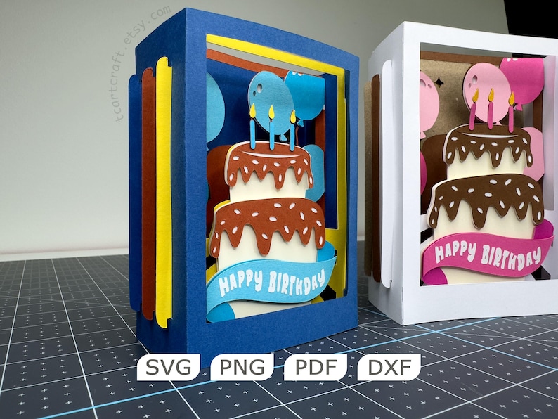 Birthday Cake Pop up Card SVG, DIY 3D Paper Gift Card Template (digital ...