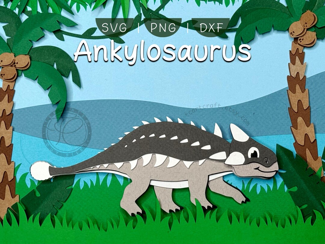 Dinosaur SVG Bundle, Ankylosaurus Paper Craft Layered Template, Cute ...