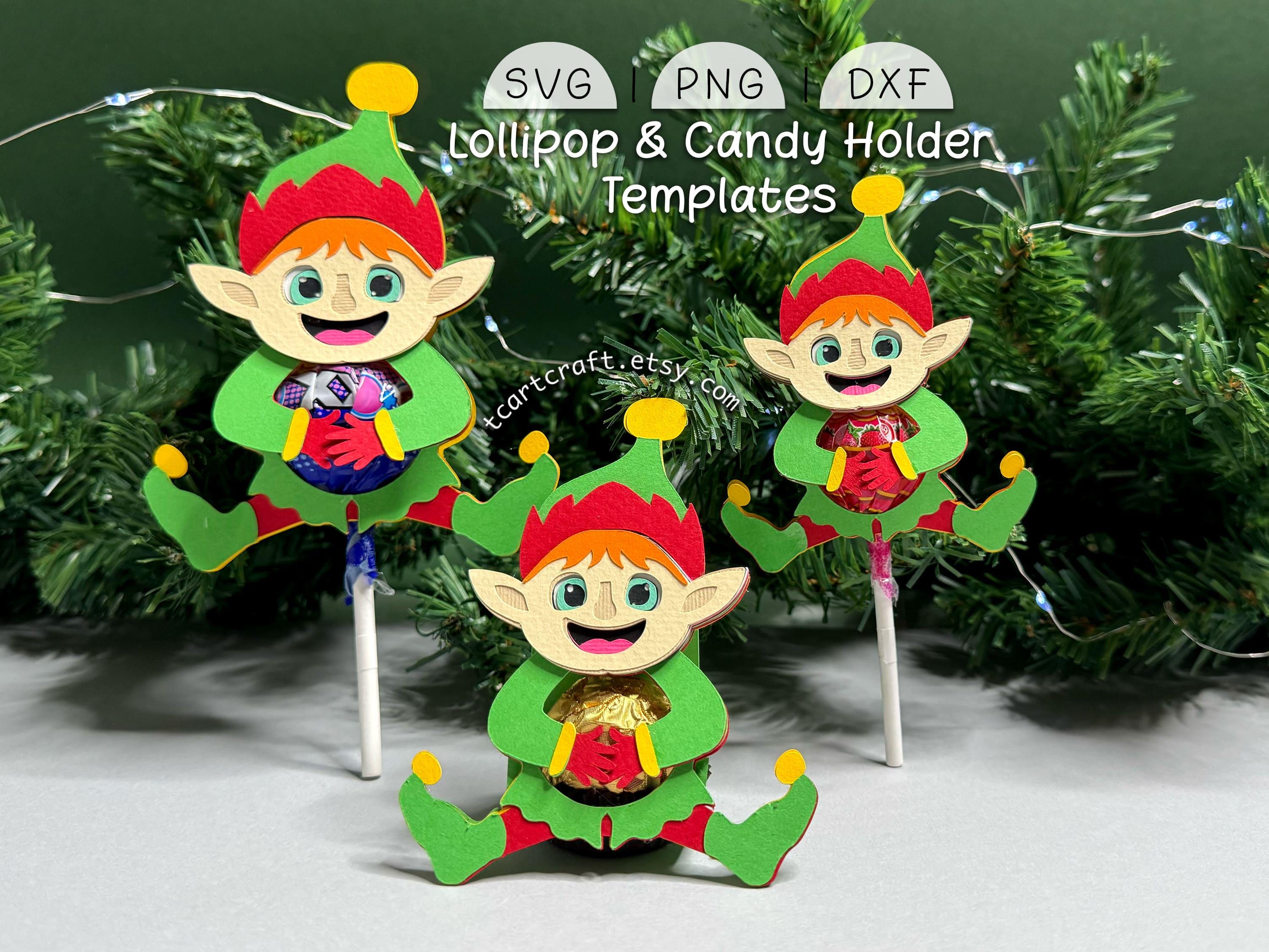 Christmas Elf Boy Lollipop and Candy Holder SVG Template, DIY Christmas ...