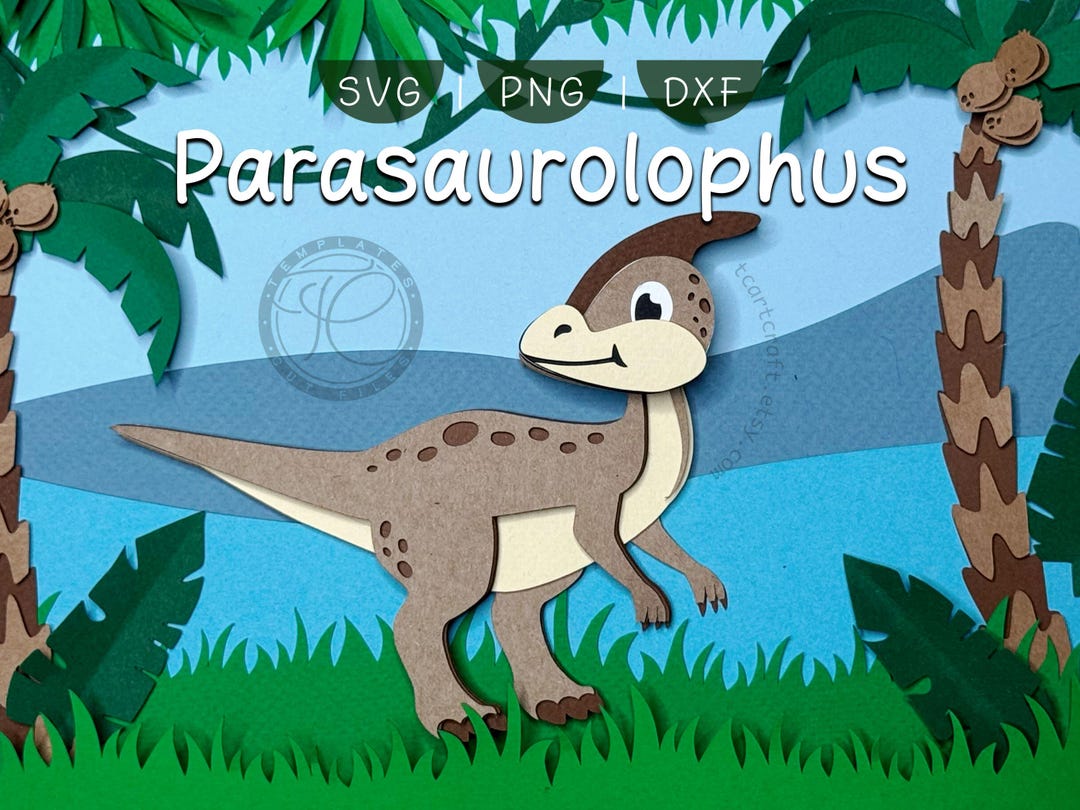 Parasaurolophus Dinosaur SVG Bundle, Layered Paper Craft Template ...