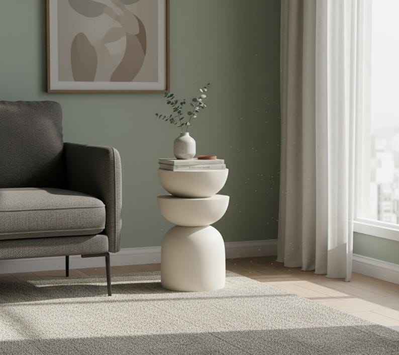 Buy Mint Sandstone Side Table – Handcrafted Modern Sculptural Sandstone ...