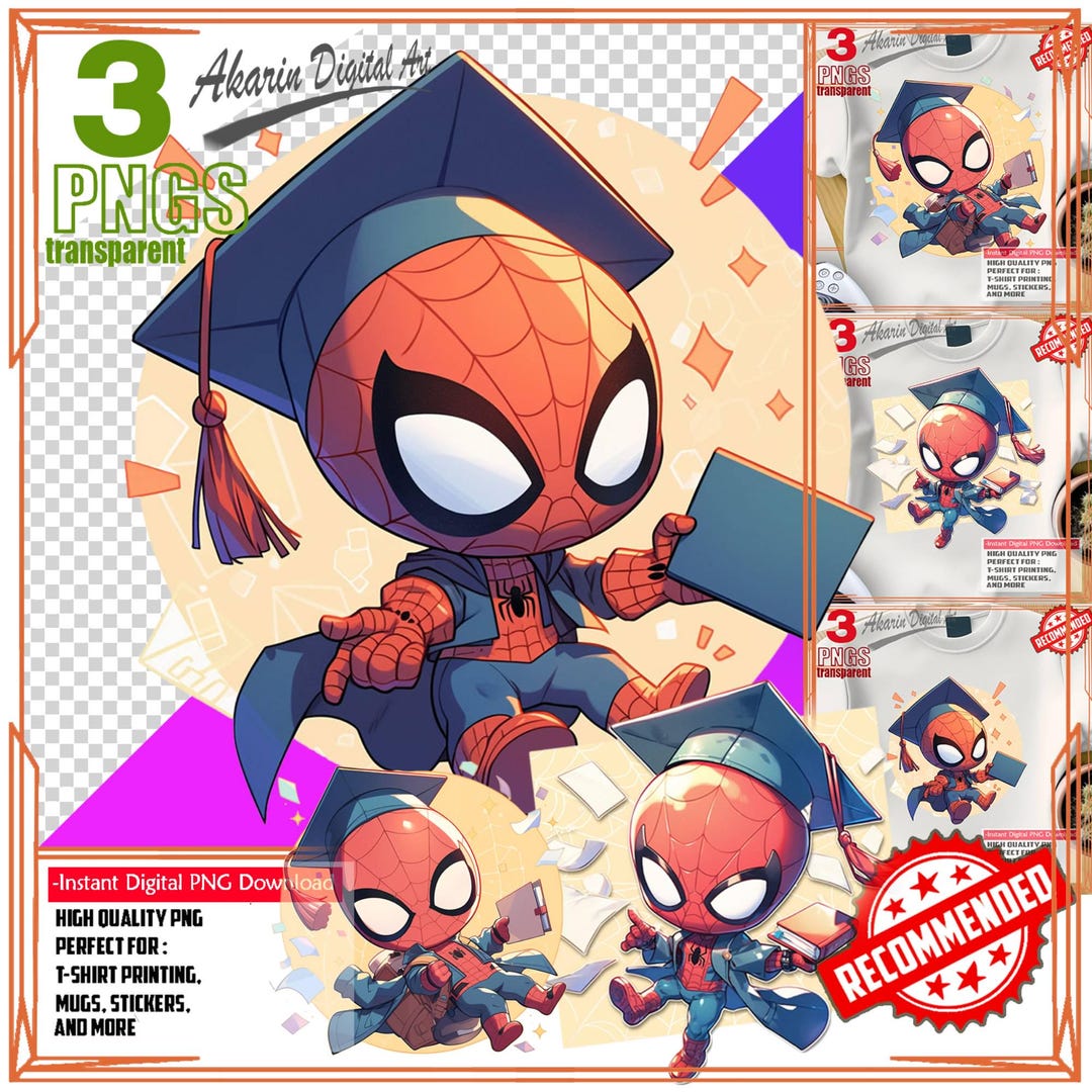Spider-man Graduation Diploma Clipart: Watercolor Superhero PNG ...