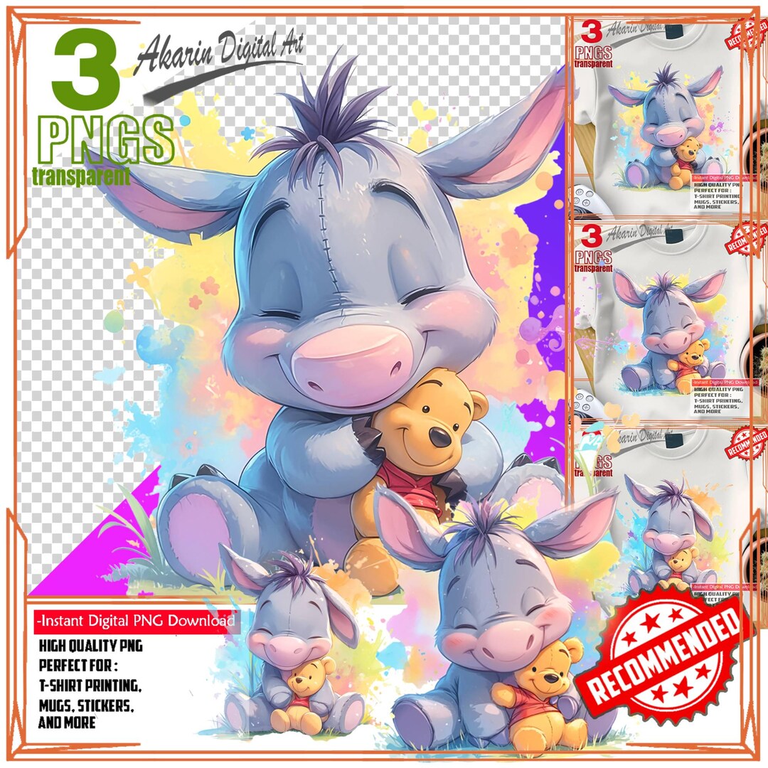 Baby Eeyore Watercolor Splash PNG Digital Download – Cute Donkey Art - Etsy