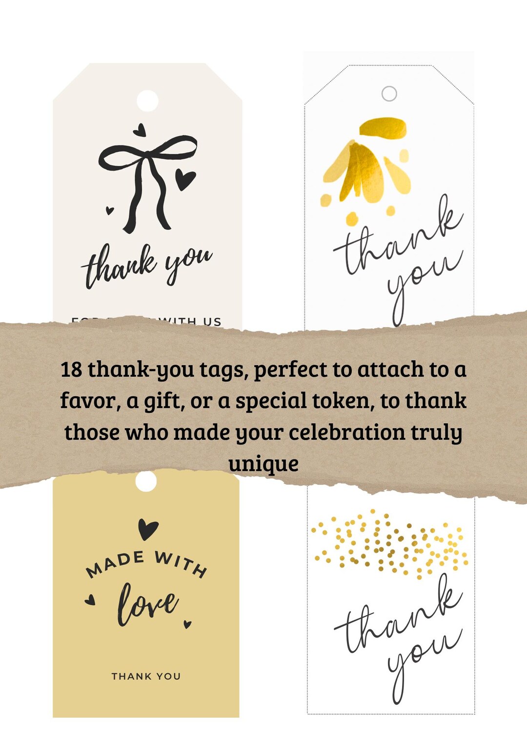Printable Thank You Tags | Party Favors, Gratitude Gifts, Digital Thank ...