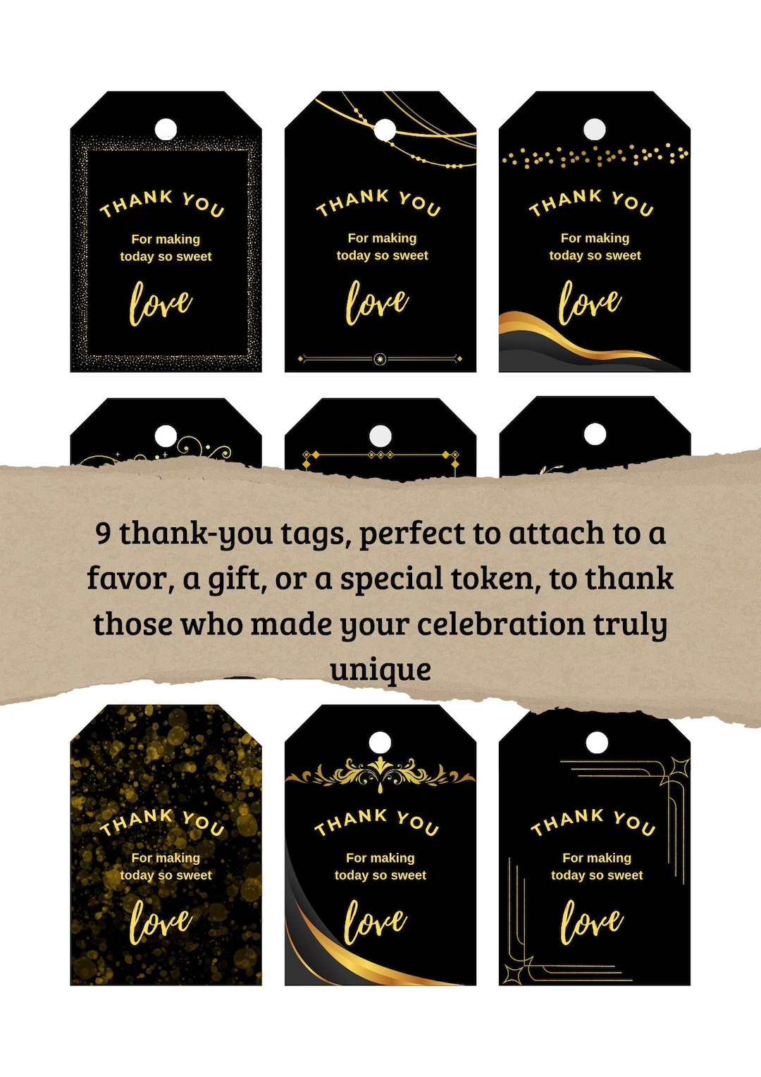 Printable Thank You Tags | Party Favors, Gratitude Gifts, Digital Thank ...