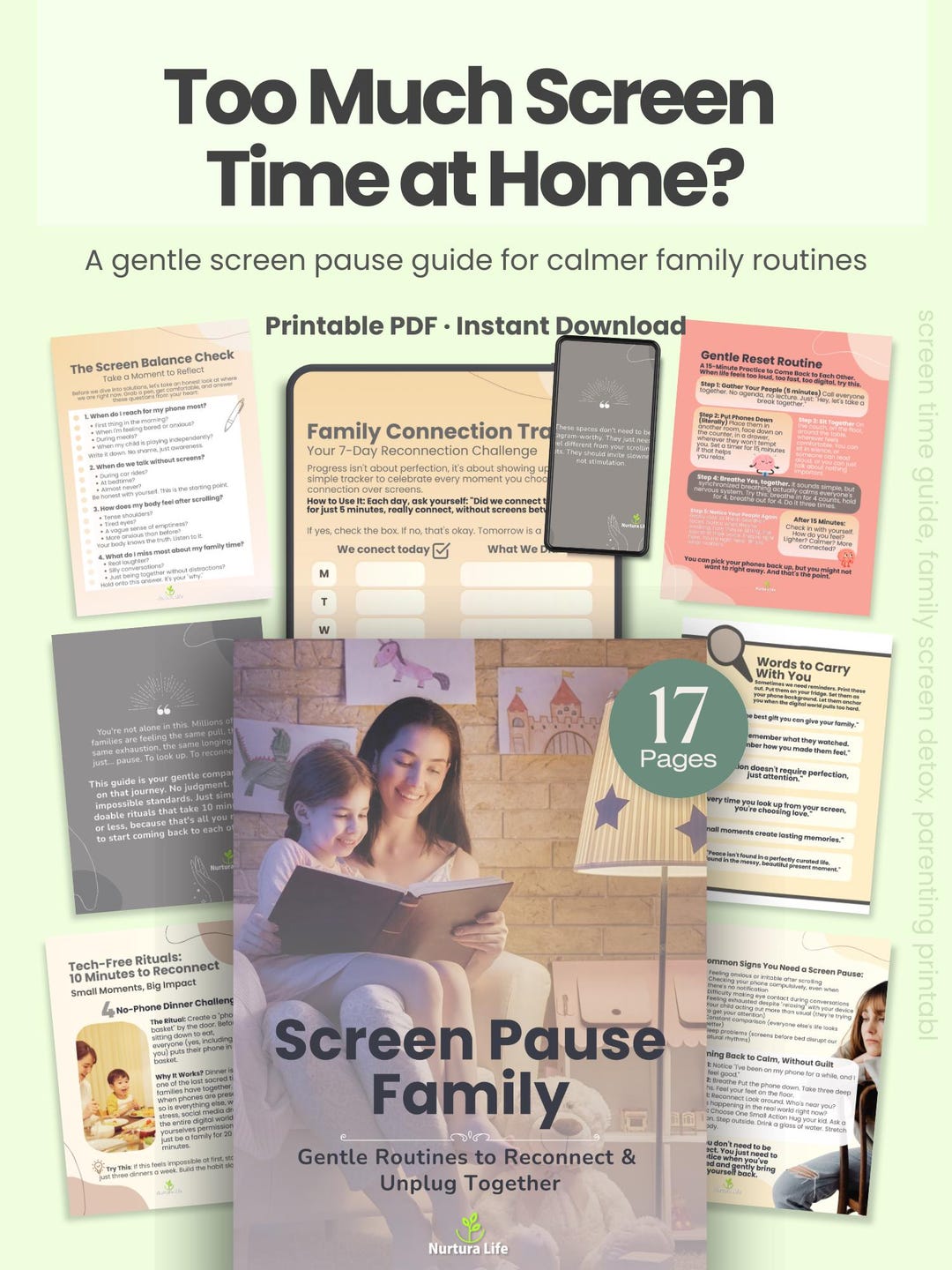 Screen Pause Family Printable – Calm Screen Time Reset for Kids ...