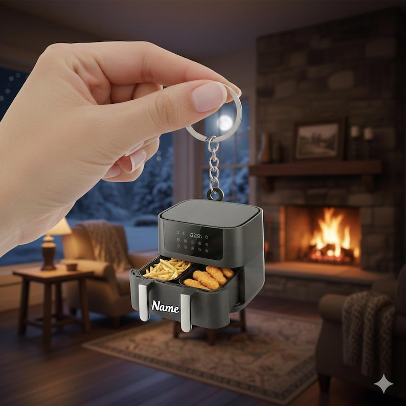 Personalized Air Fryer Keychain – Custom Kitchen 2D Flat Acrylic ...