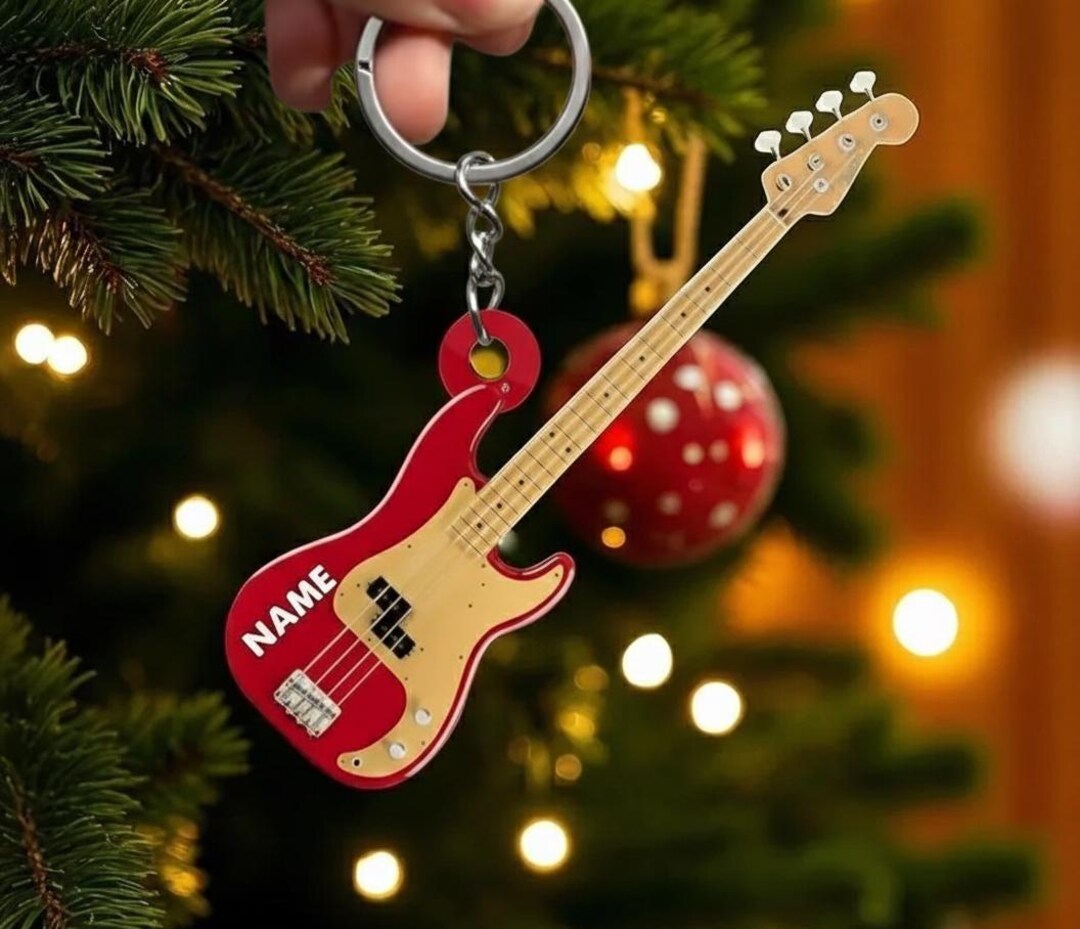 Personalized Bass Guitar Keychain, Custom Name Musician Keychain ...