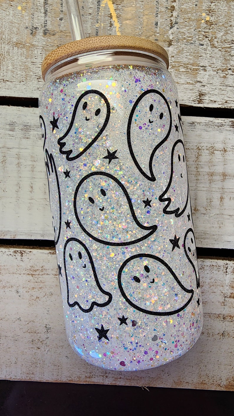 Snow Globe Glass Can Halloween Ghost Black and White - Etsy