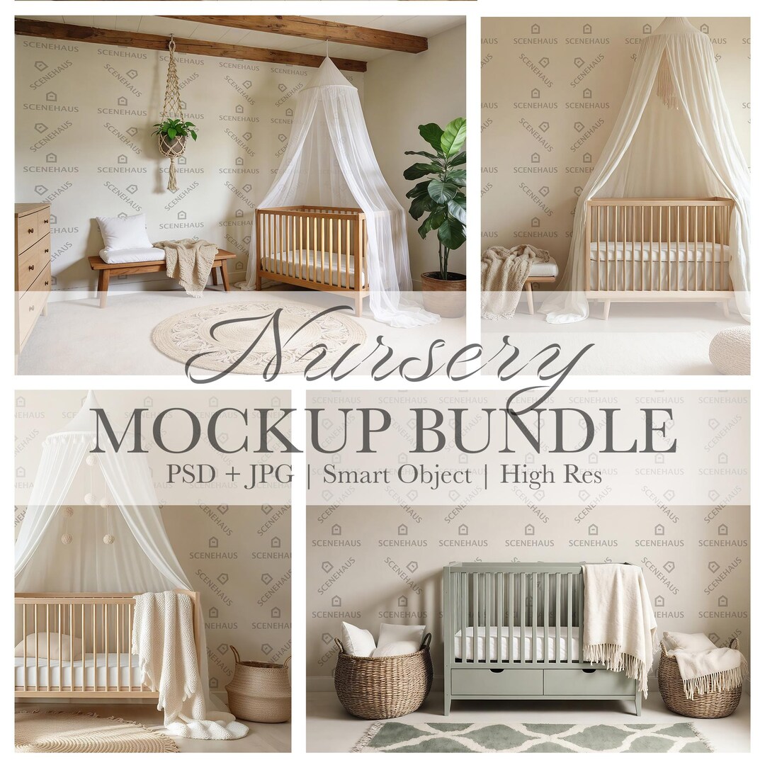 Boho Neutral Nursery Wallpaper Mockup Bundle — 4 Scenes (PSD & JPG) - Etsy