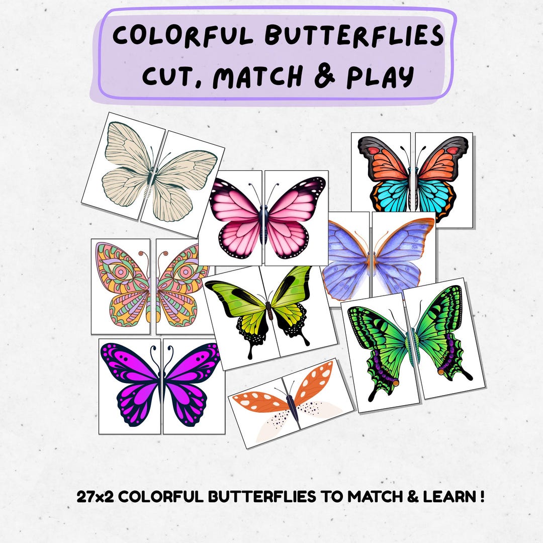 Montessori Colorful Butterflies Matching Cards – Printable Memory Game ...