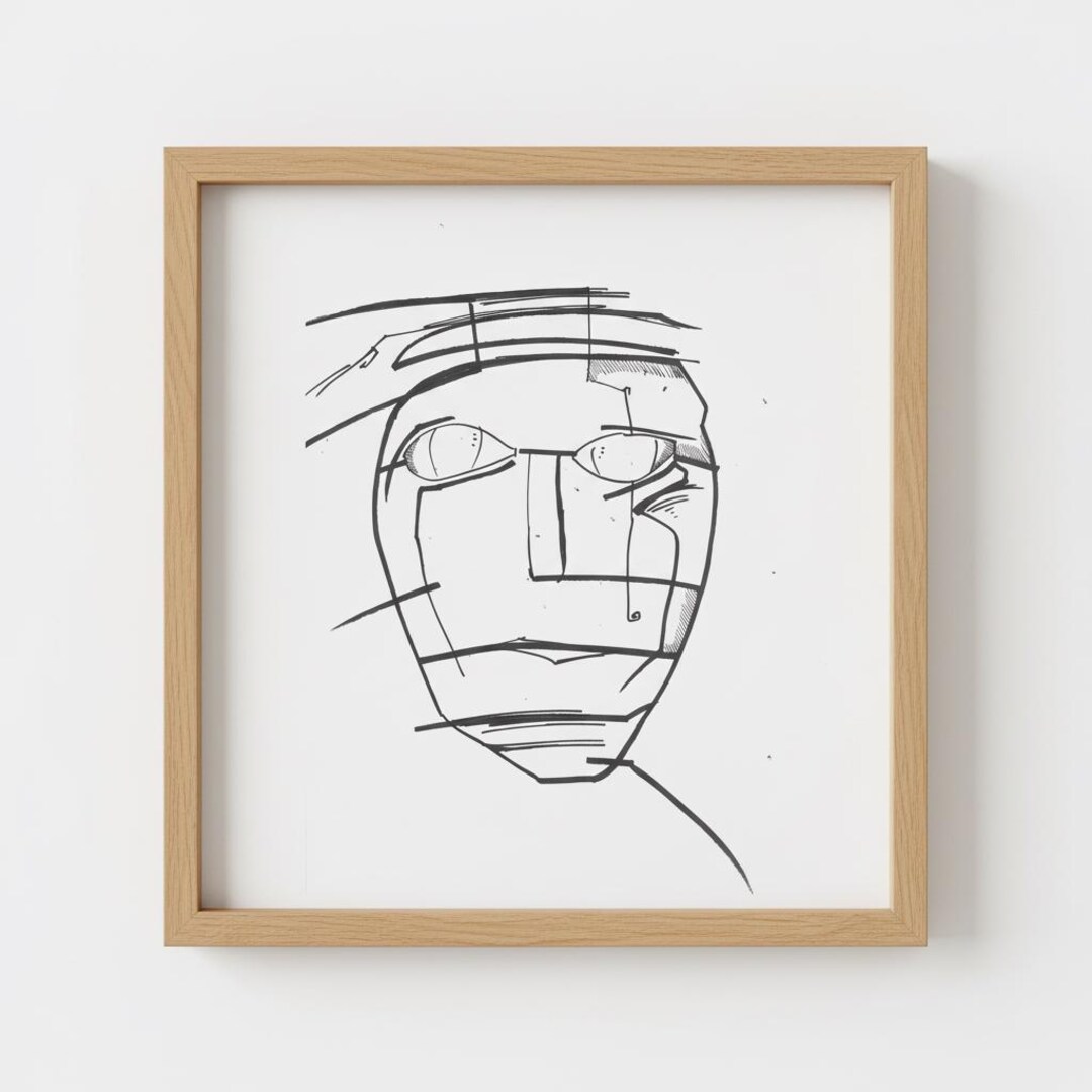 Minimalist Abstract Face – Bold Line Art Portrait - Wall Art, Print - Etsy