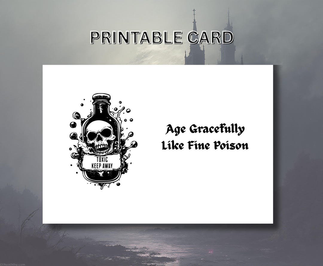 Gothic Birthday Card Printable | “age Gracefully” Dark Romantic | Print ...