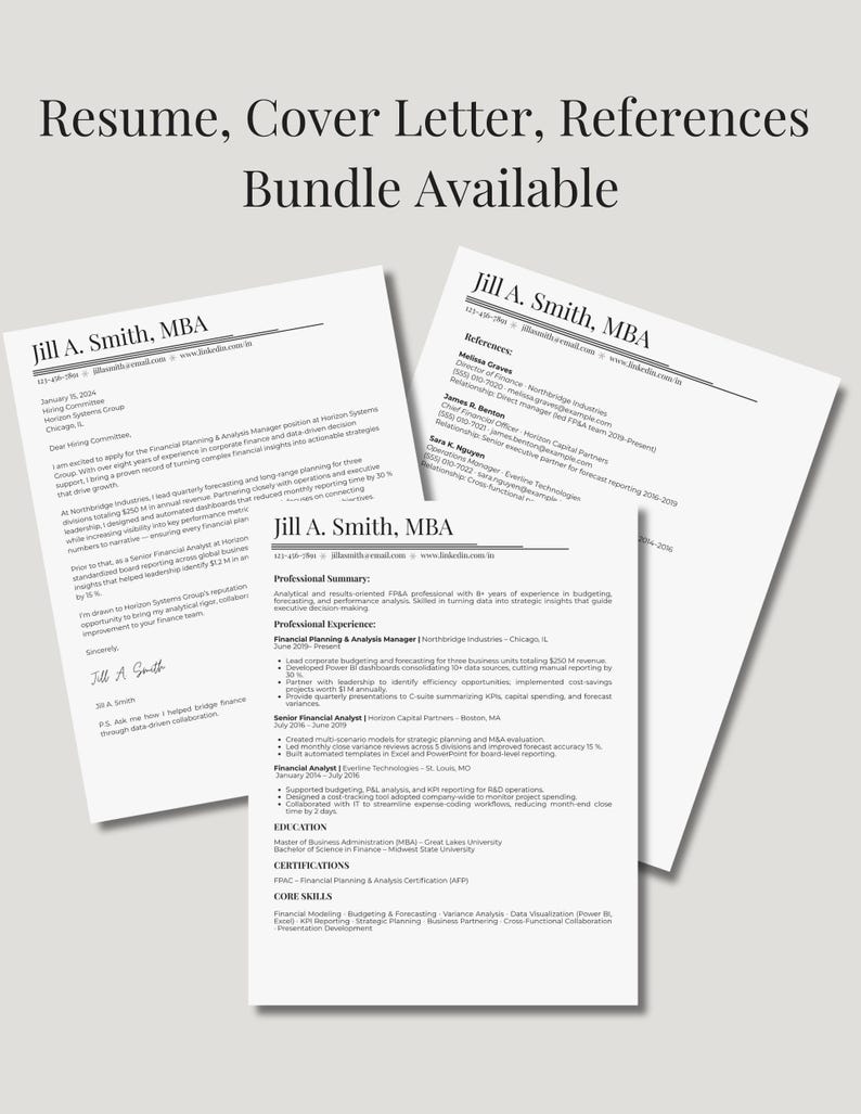 Minimalist References Page | FP&A | ATS Friendly | Editable in Canva ...