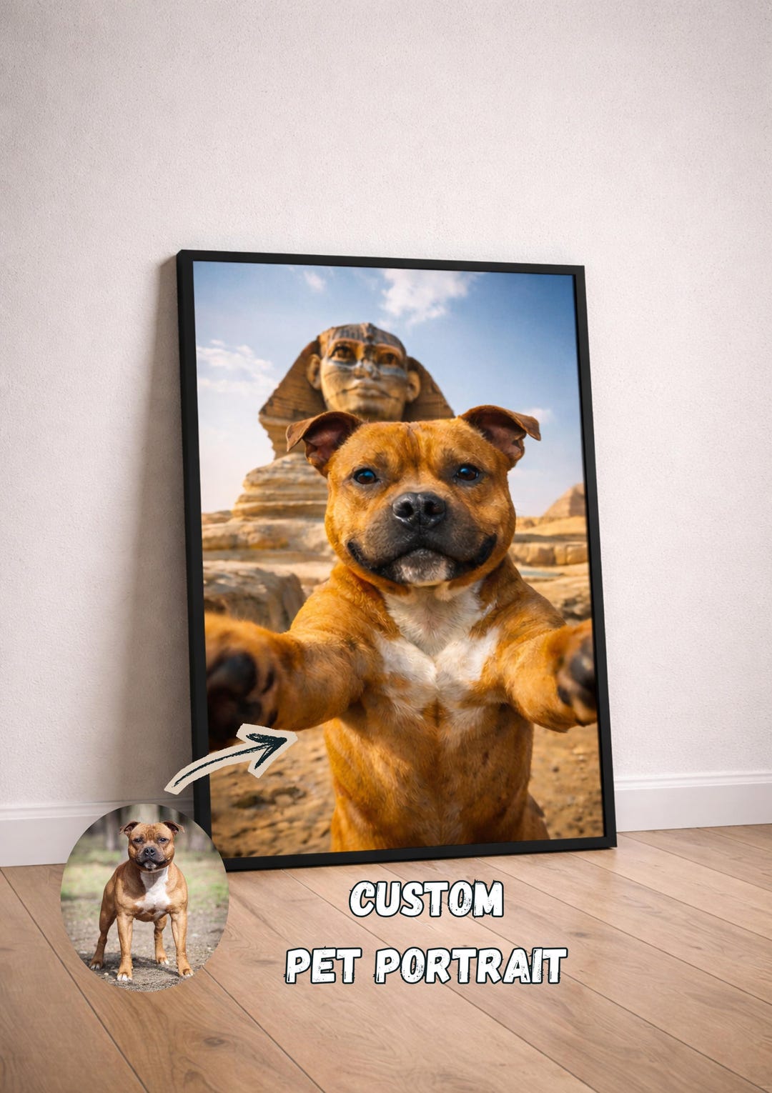 Personalized Pet Portrait Poster, Funny Dog Travel Photo, Custom Wall ...