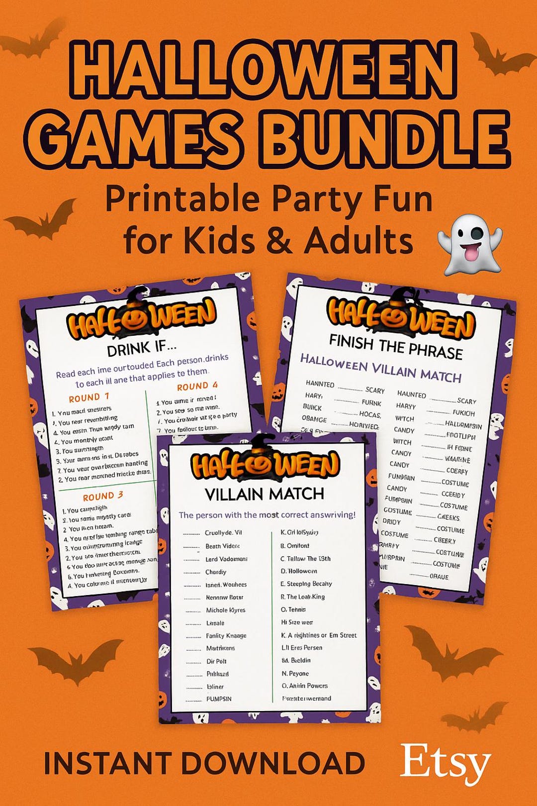 Halloween Party Games Bundle | 20 Printable Activities (PDF A4) - Etsy