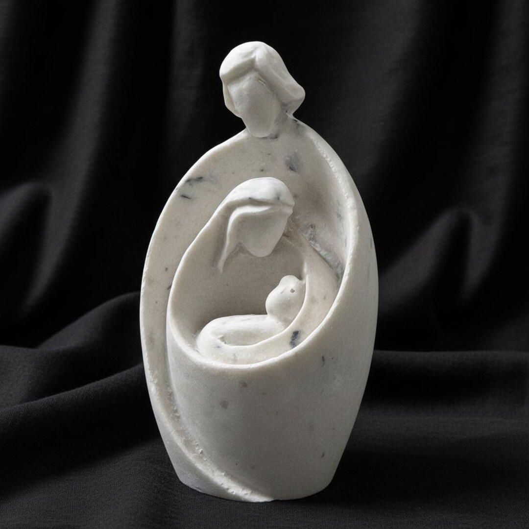 Minimalist Modern Nativity – Holy Family in Shell Terrazzo ...