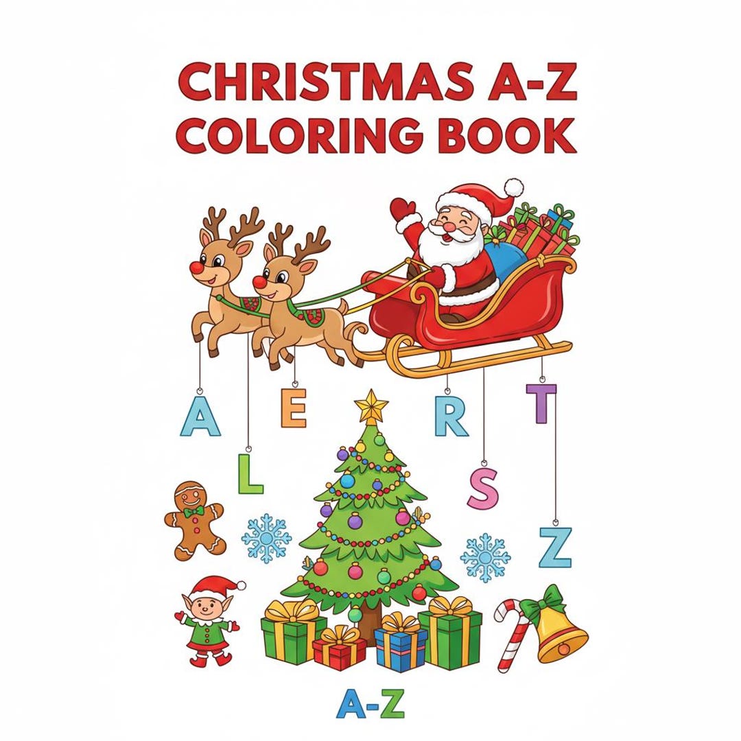 Christmas Alphabet Coloring Book – Kids Holiday Activity (digital ...