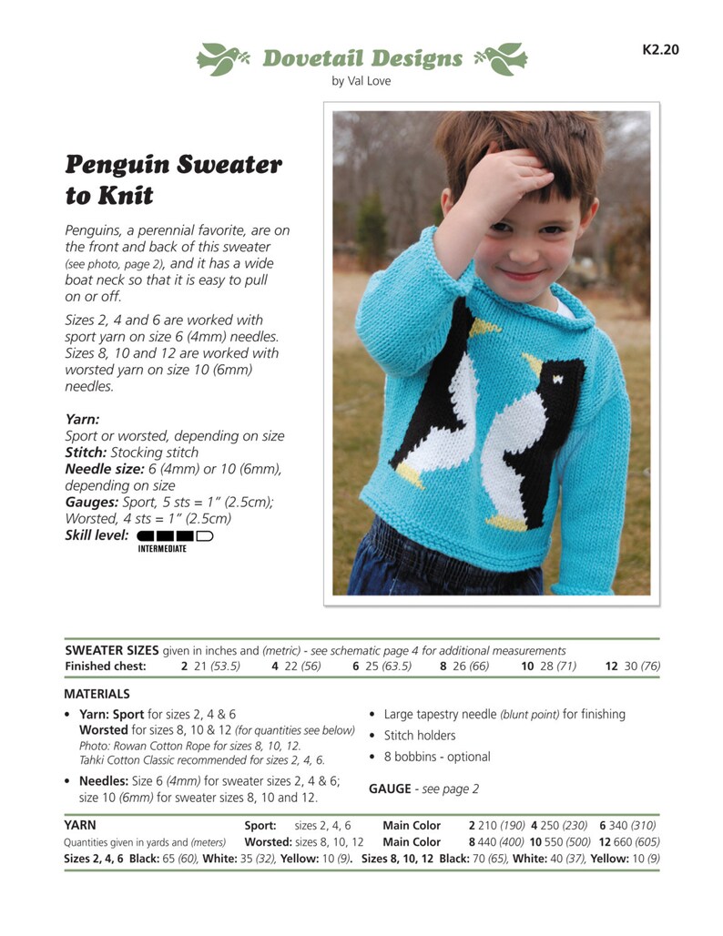 Penguin Sweater to Knit PDF Pattern Instant Download - Etsy