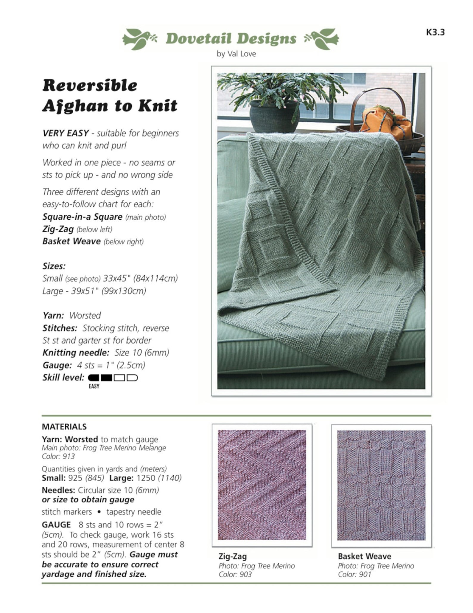 Three Reversible Afghans to Knit PDF Pattern Instant Download - Etsy