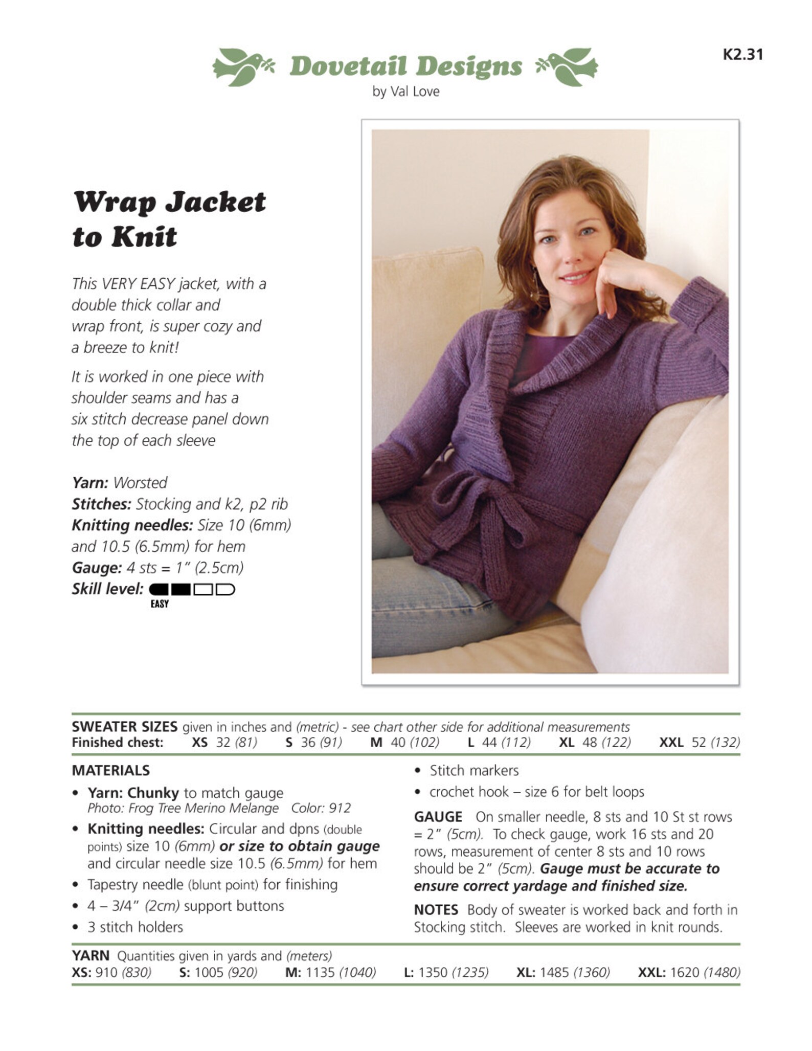 Wrap Jacket to Knit PDF Pattern Instant Download - Etsy