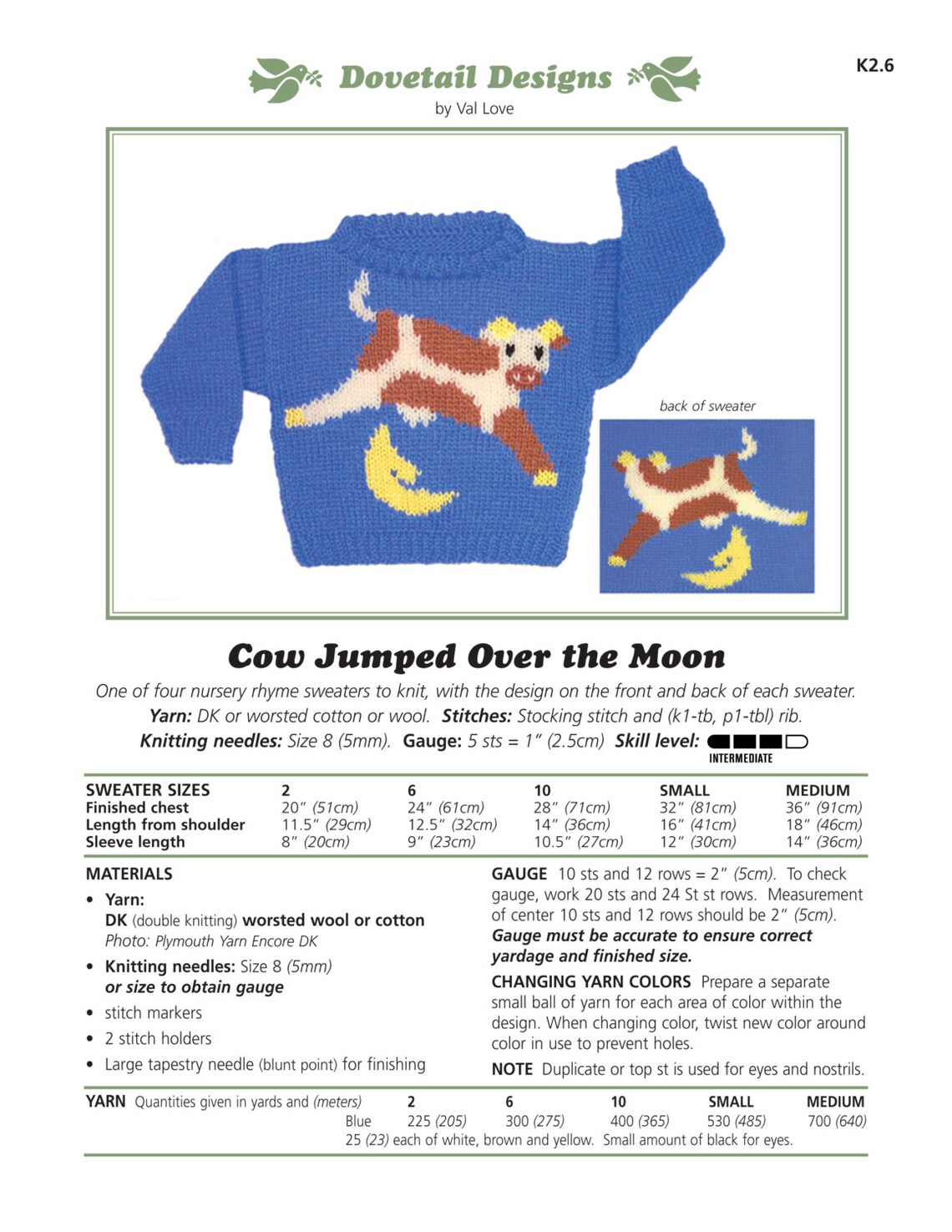 Cow Jumped Over the Moon Sweater to Knit PDF Pattern Instant Download ...