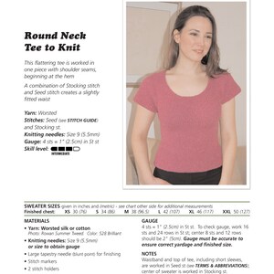 Round Neck Tee to Knit PDF Pattern Instant Download - Etsy