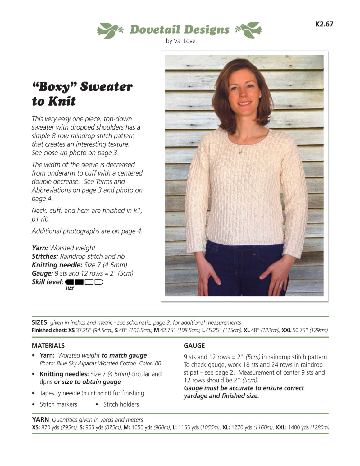 Boxy Sweater to Knit PDF Pattern Instant Download - Etsy