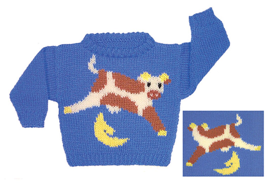 Cow Jumped Over the Moon Sweater to Knit PDF Pattern Instant Download ...