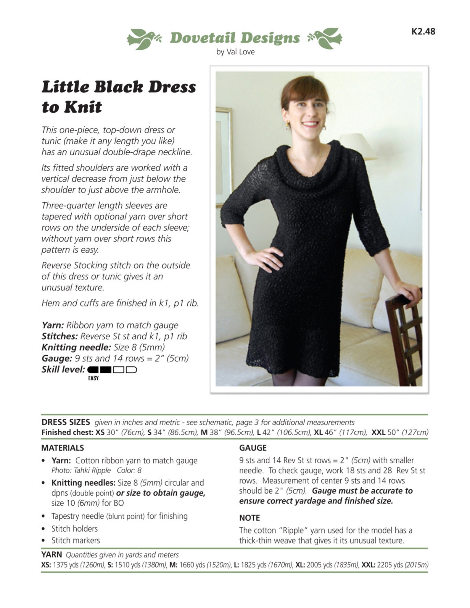 Little Black Dress to Knit PDF Pattern Instant Download - Etsy