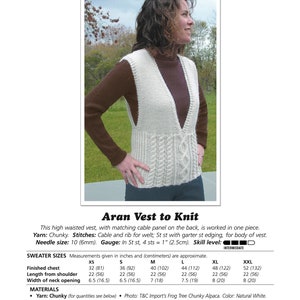 Aran Vest to Knit PDF Pattern Instant Download - Etsy