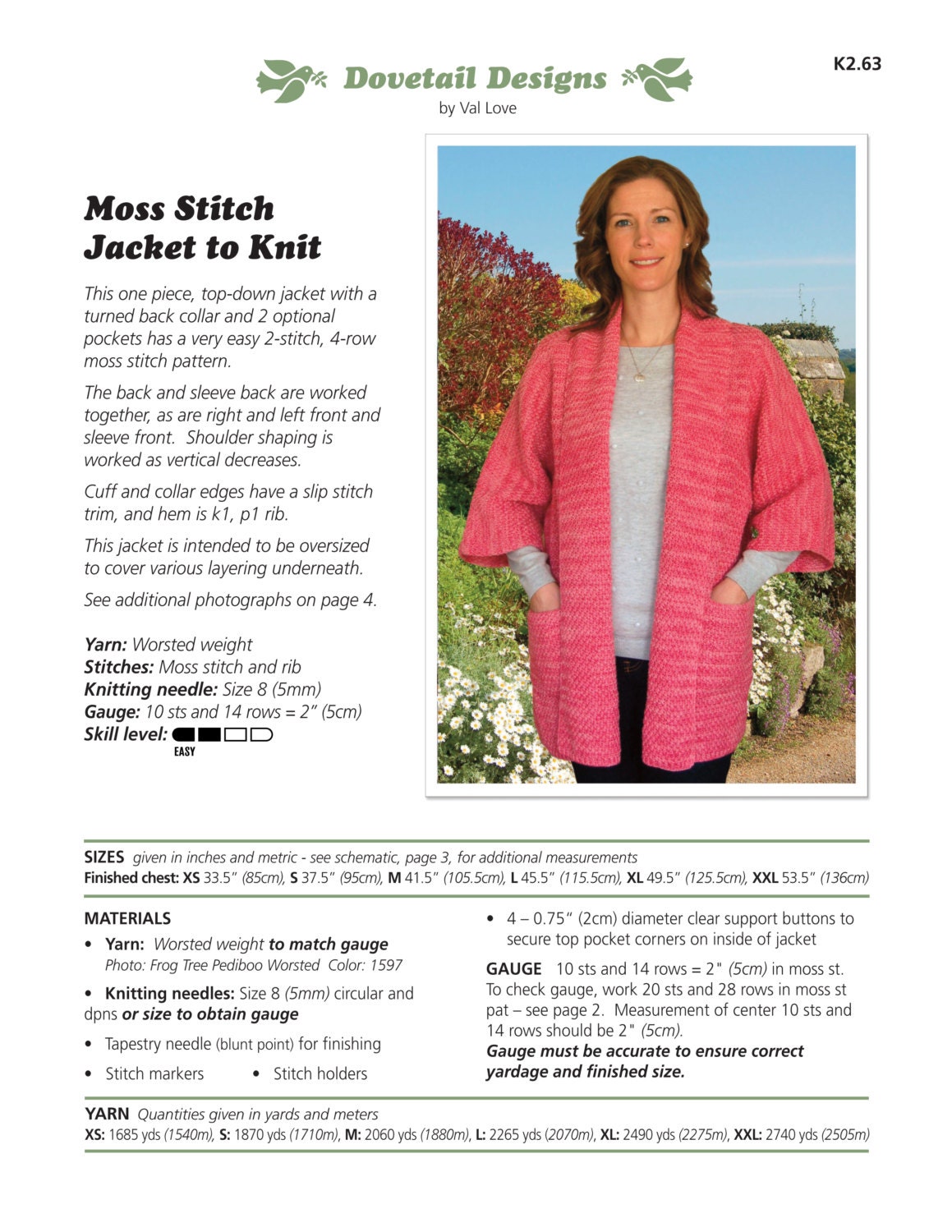 Moss Stitch Jacket to Knit PDF Pattern Instant Download - Etsy
