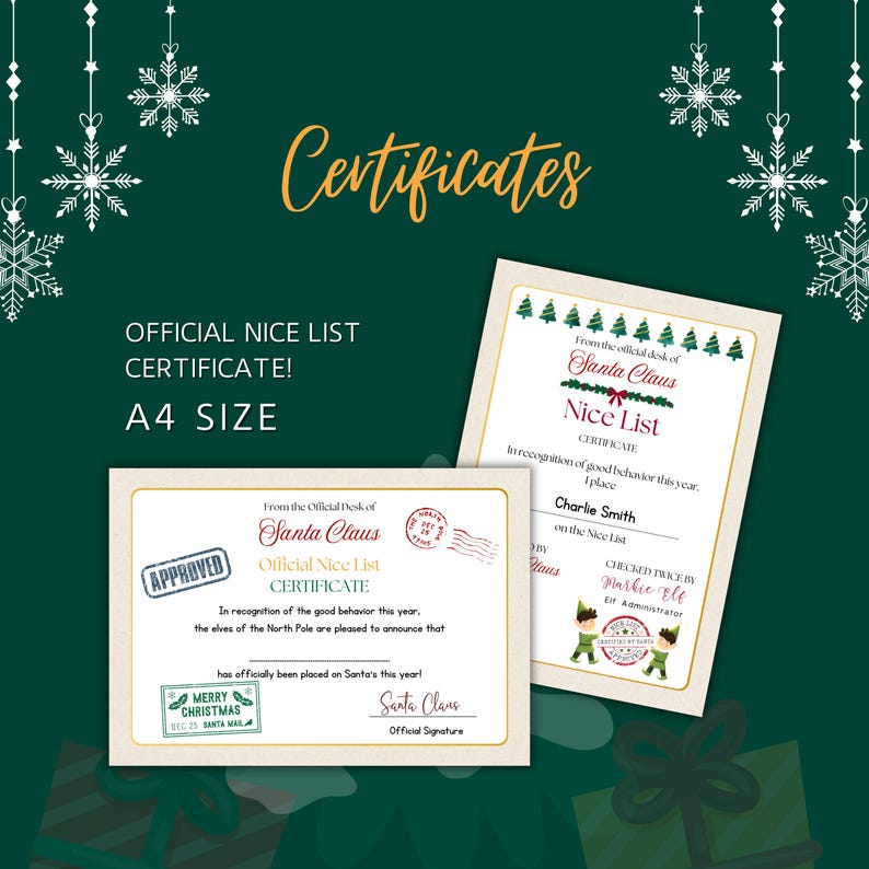 Editable Letter to Santa Template | Christmas Nice List Certificate ...