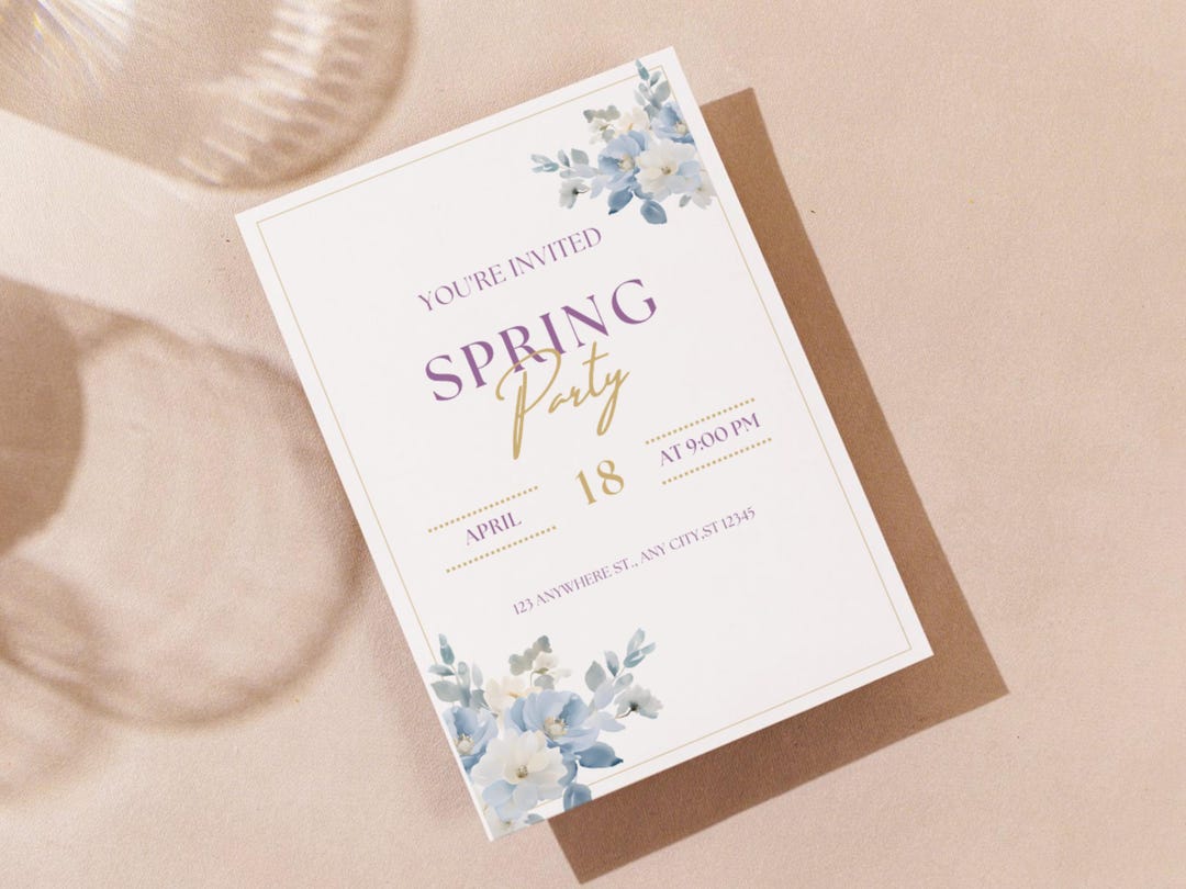 Spring Party Invitation Template | Editable Canva Template | Printable ...