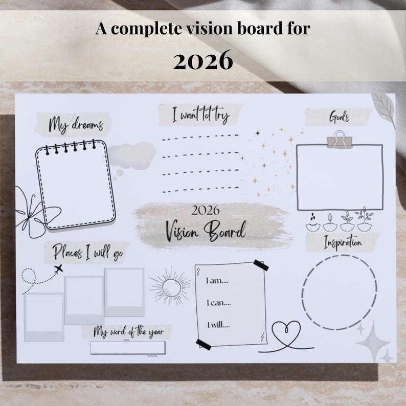 2026 Vision Board Printable | Landscape Goal Setting (digital Download ...