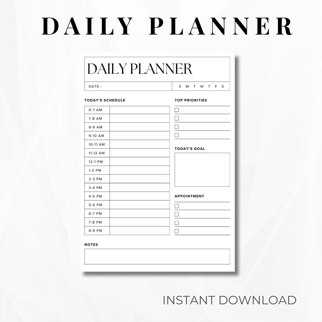 Simple Day Planner Printable | Focus & Productivity PDF | Instant ...