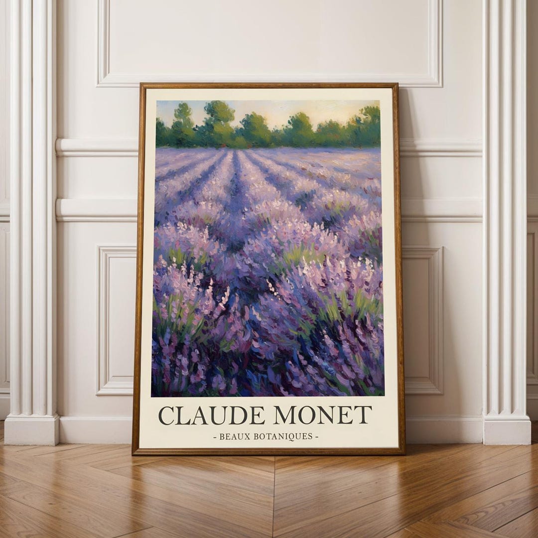 Lavender Horizon Impressionist Poster – Monet Inspired Field Landscape ...