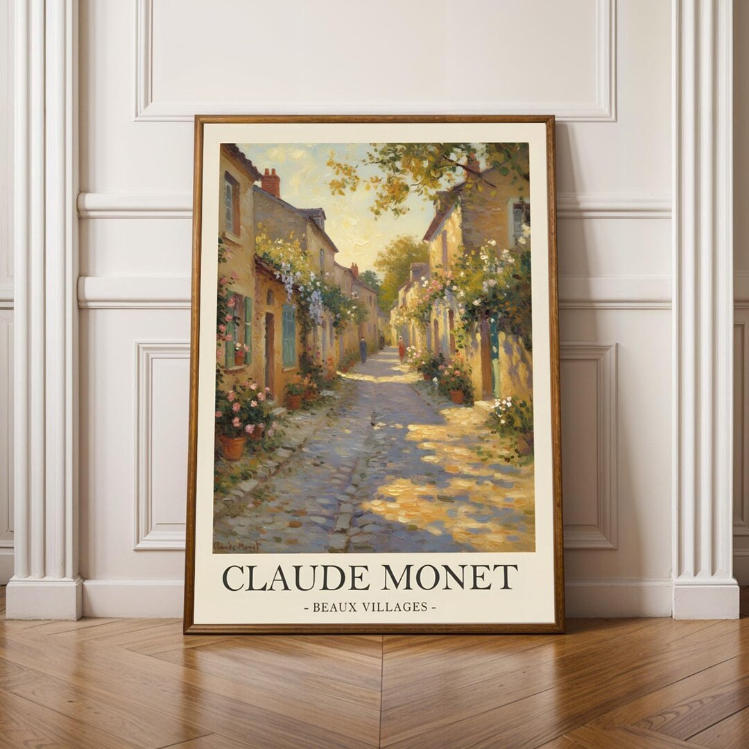 Village Stroll Impressionist Poster – Monet Inspired Street Scene - Etsy