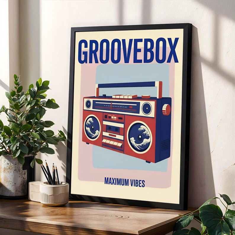 Groovebox Boombox Poster – Retro Music Wall Art Gift - Etsy