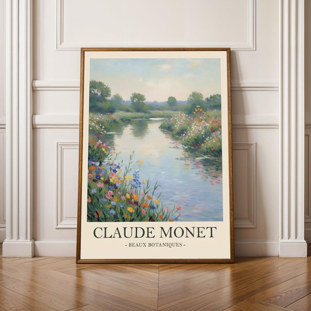 River Bloom Impressionist Poster – Monet Inspired Floral Waterscape - Etsy