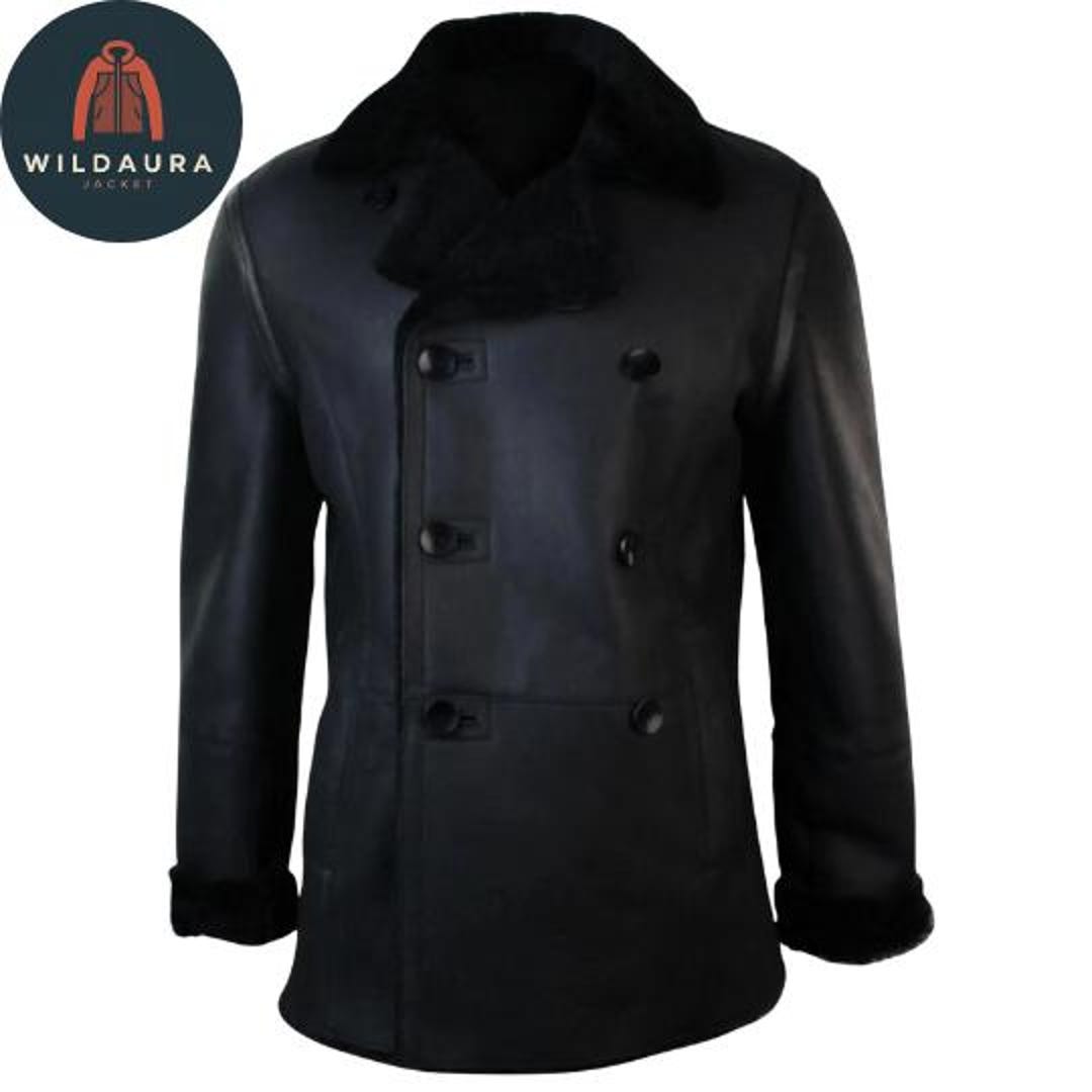 Handmade German Navy Shearling Sheepskin Jacket | Men - Etsy