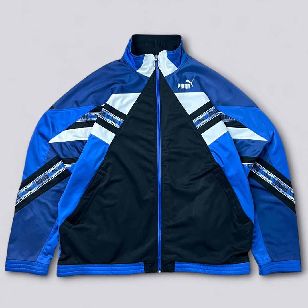 Vintage Puma Track Jacket Blue Black Retro 90s Sportswear Zip up Size ...