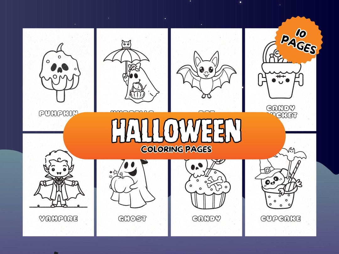 10 Jumbo Halloween Coloring Pages, Kids Halloween Coloring Sheets ...