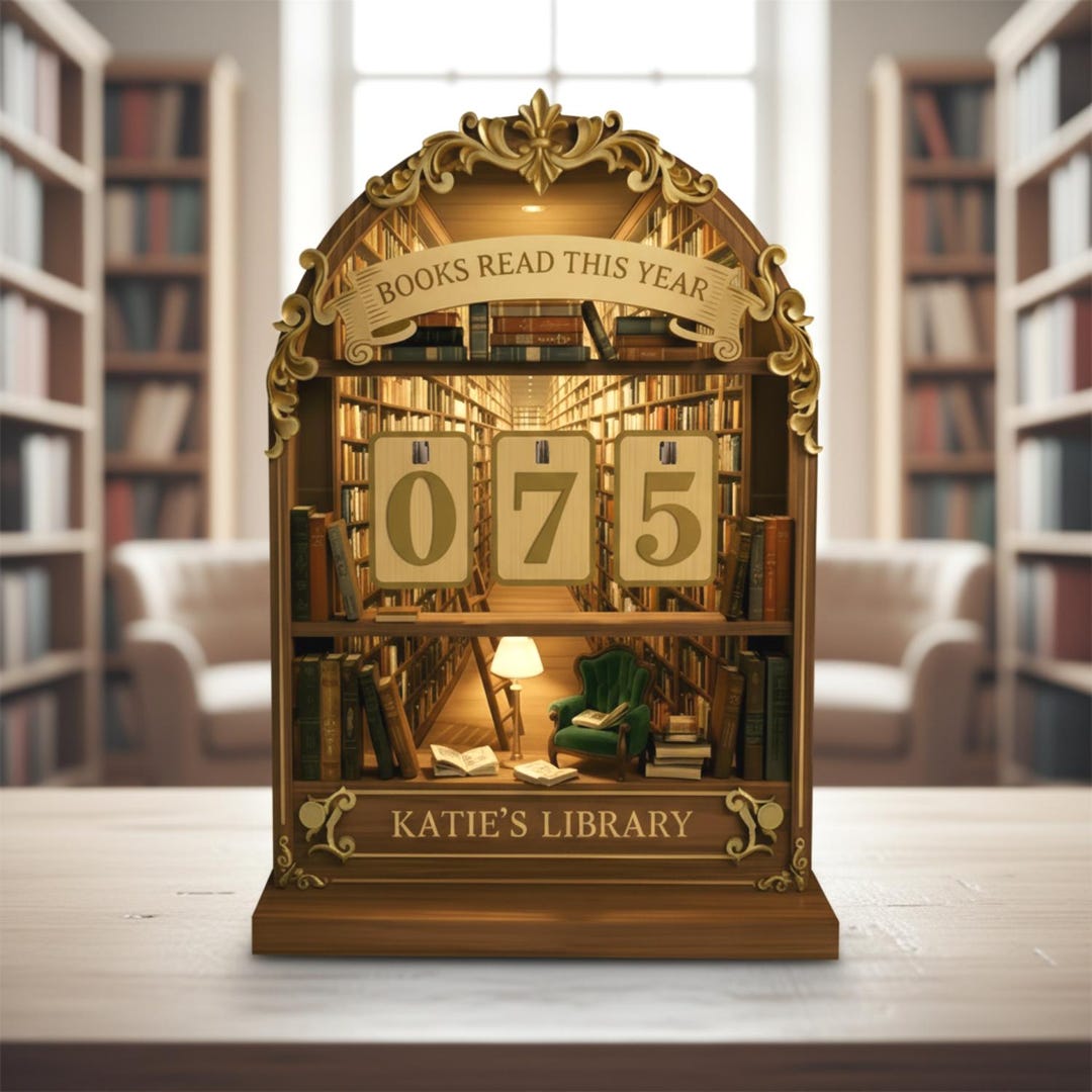 Personalized Book Counter, Vintage Library Decor, Books Read This Year ...